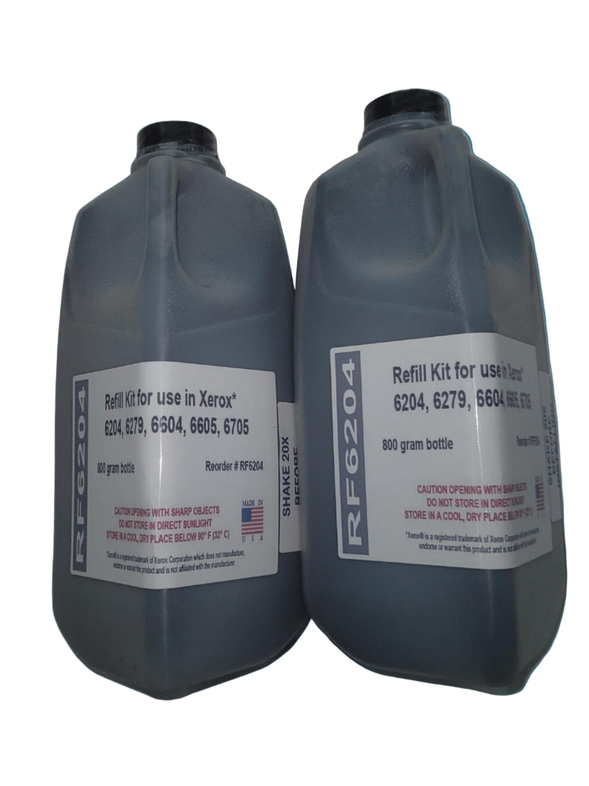 Refill Toner Two Bottle Kit for use in Xerox 6204, 6279, 6604, 6605, 6 ...